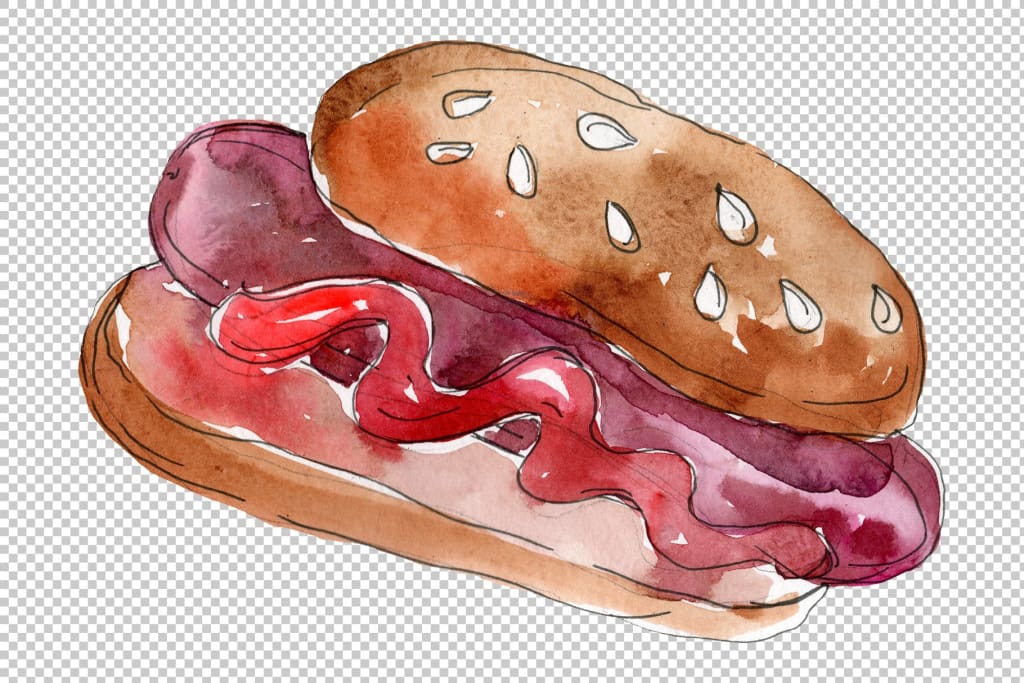 Watercolor Hot-Dog PNG – WatercolorPNG